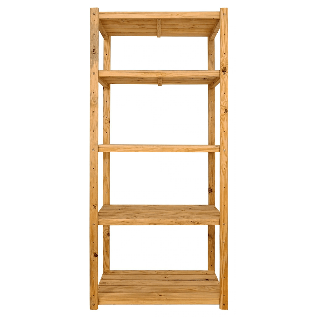 1 Bay DIY Modular Pine Wooden Shelf with 5 levels of Premium Shelves (2 ...
